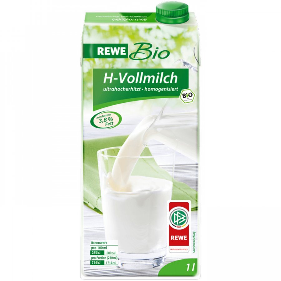 REWE Bio H-Vollmilch 3,8% 1 l